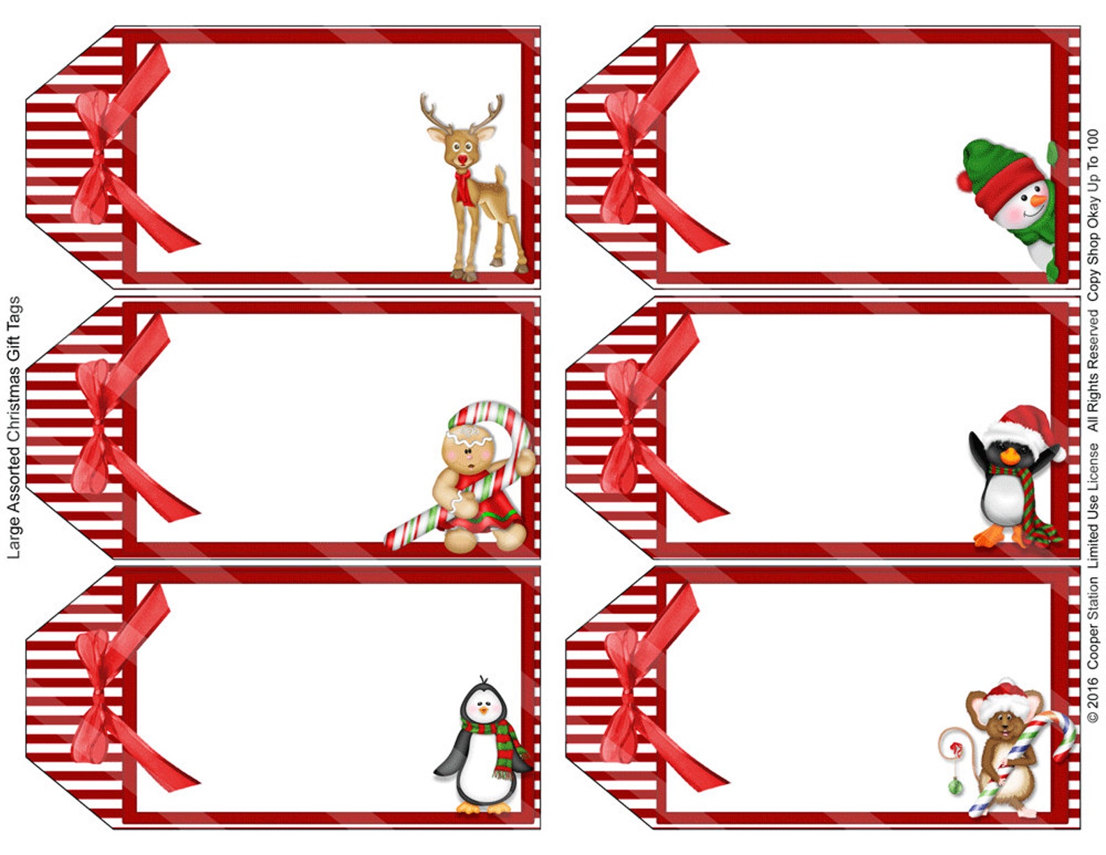Digital Printable Assorted Large Holiday Gift Tags - Christmas ...