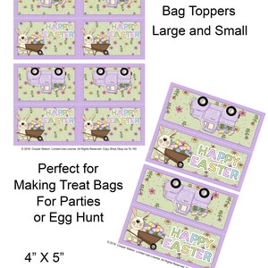 Digital Printable Easter Bag Topper - Garden Bunny - Treat Bag Toppers ...