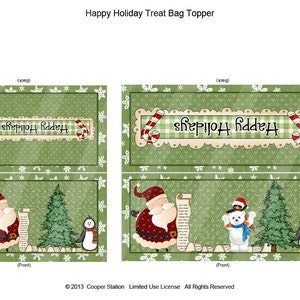 Digital Printable Bag Topper Happy Holiday Theme - Etsy