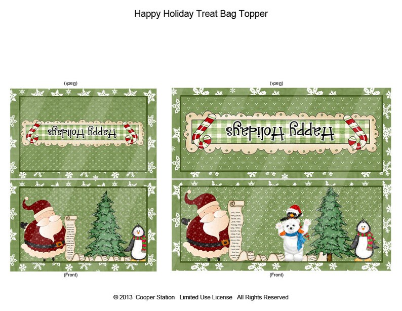 Digital Printable Bag Topper Happy Holiday Theme - Etsy