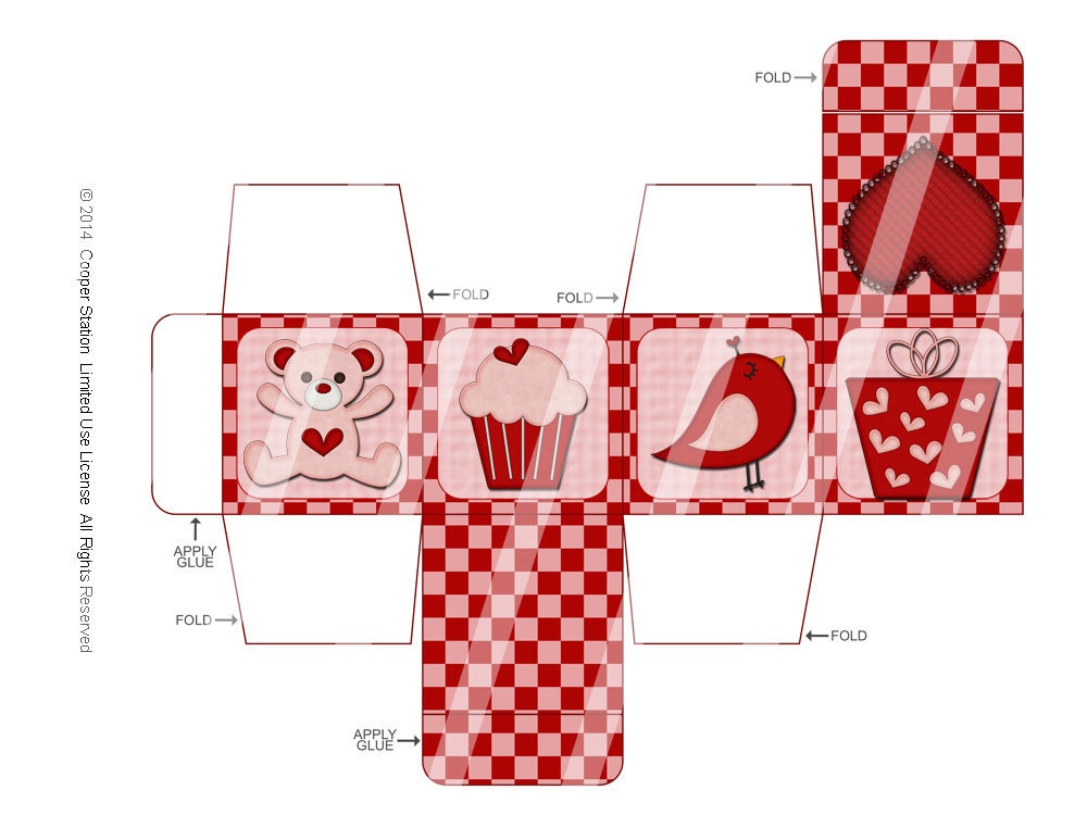 Digital Printable Valentine Mini Gift Box Valentine Treat | Etsy