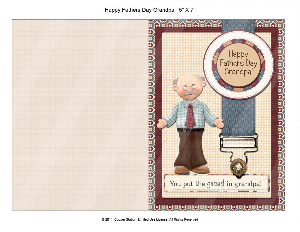 Digital Printable Fathers Day Greeting Card for Grandpa - Etsy