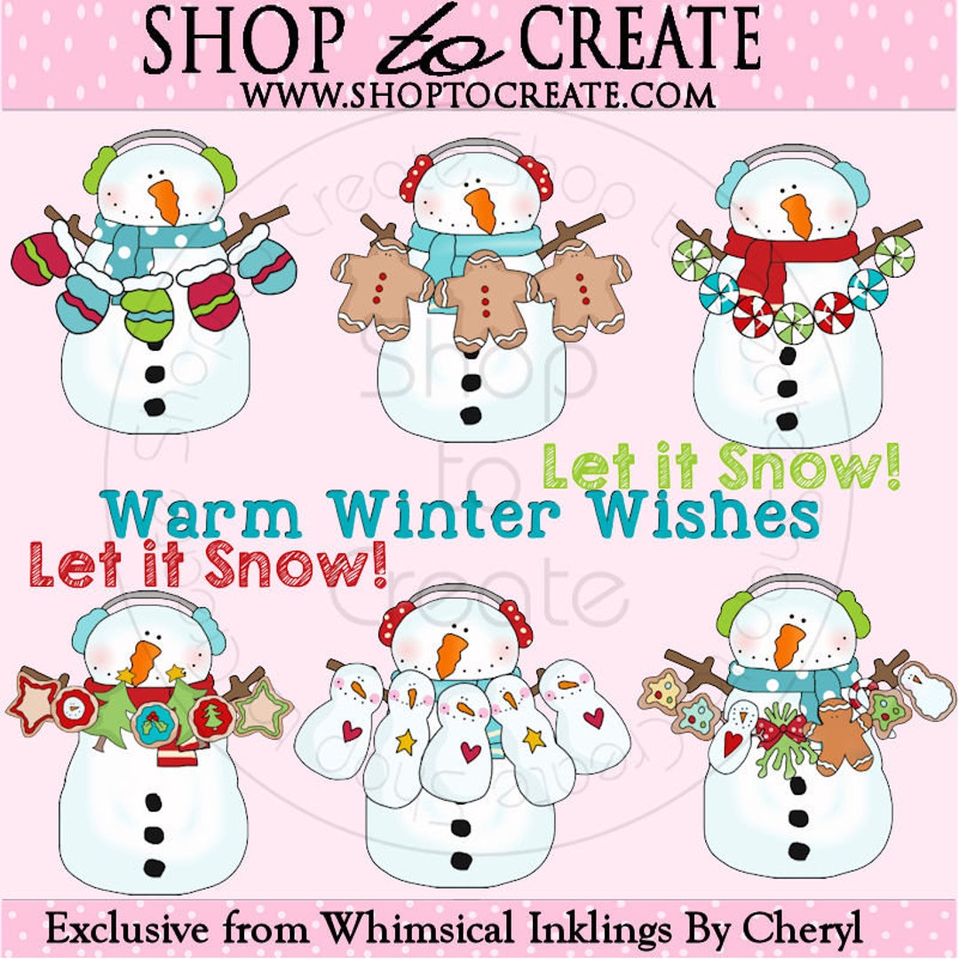 Digital Silly Snowmen Clip Art Collection- Cheryl Seslar - Snowman ...