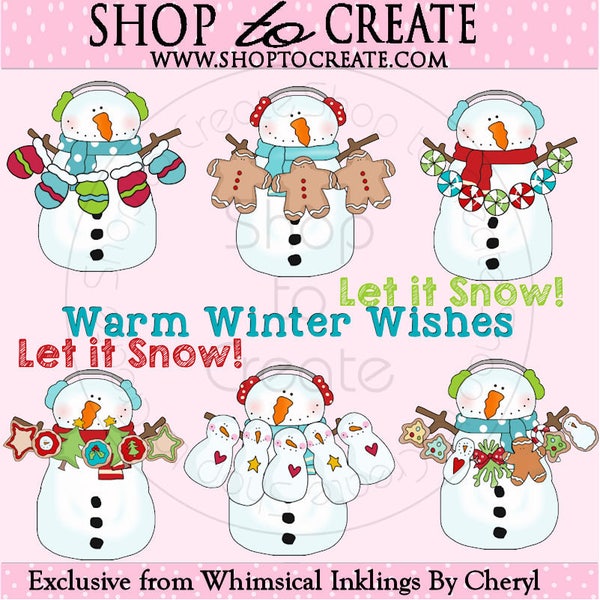 Snowmen Clipart - Etsy