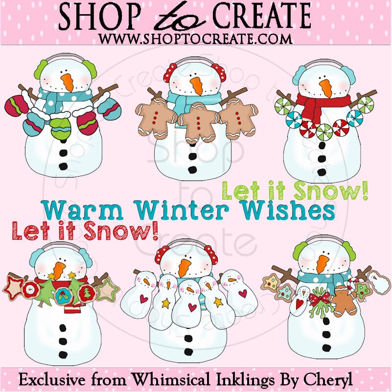 Digital Silly Snowmen Clip Art Collection Cheryl Seslar | Etsy