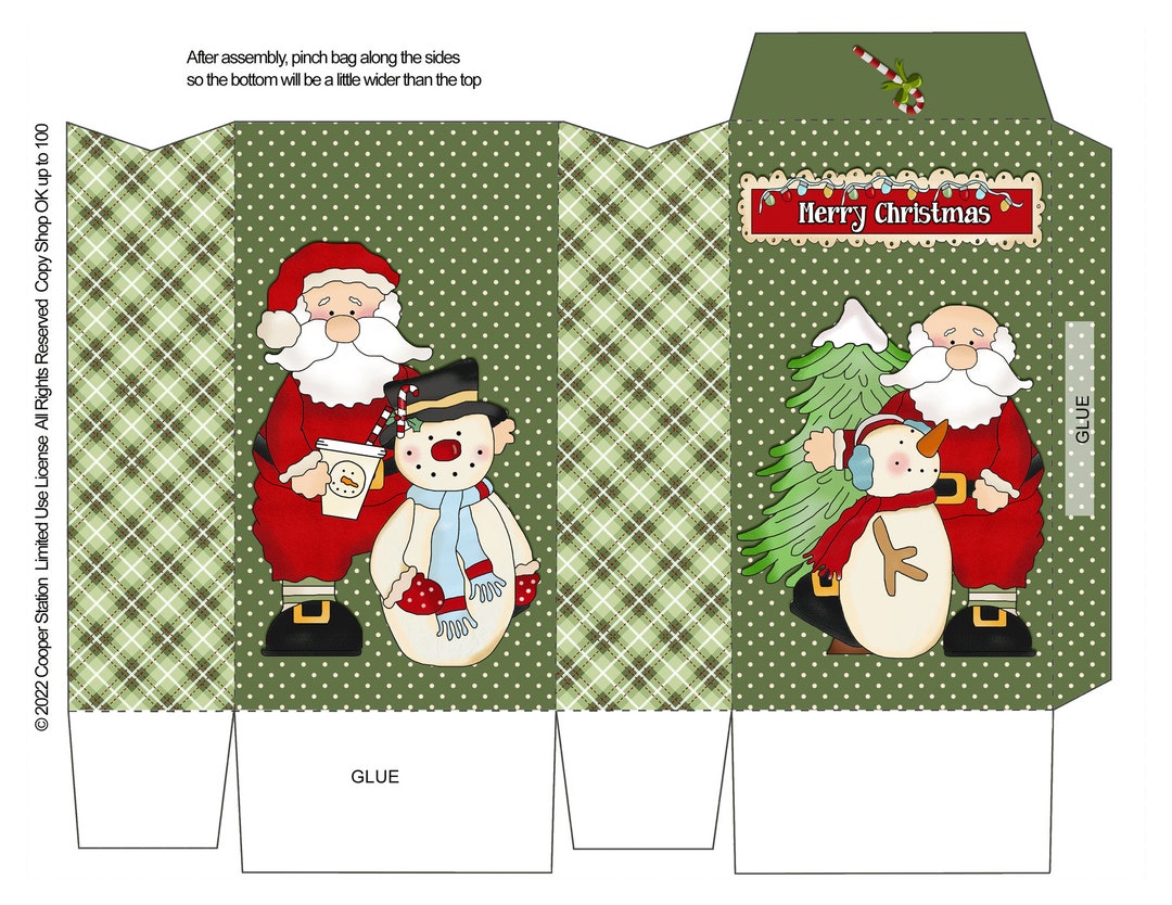 DIY Printable Pinch Bag Santa and Snowman Theme - Etsy