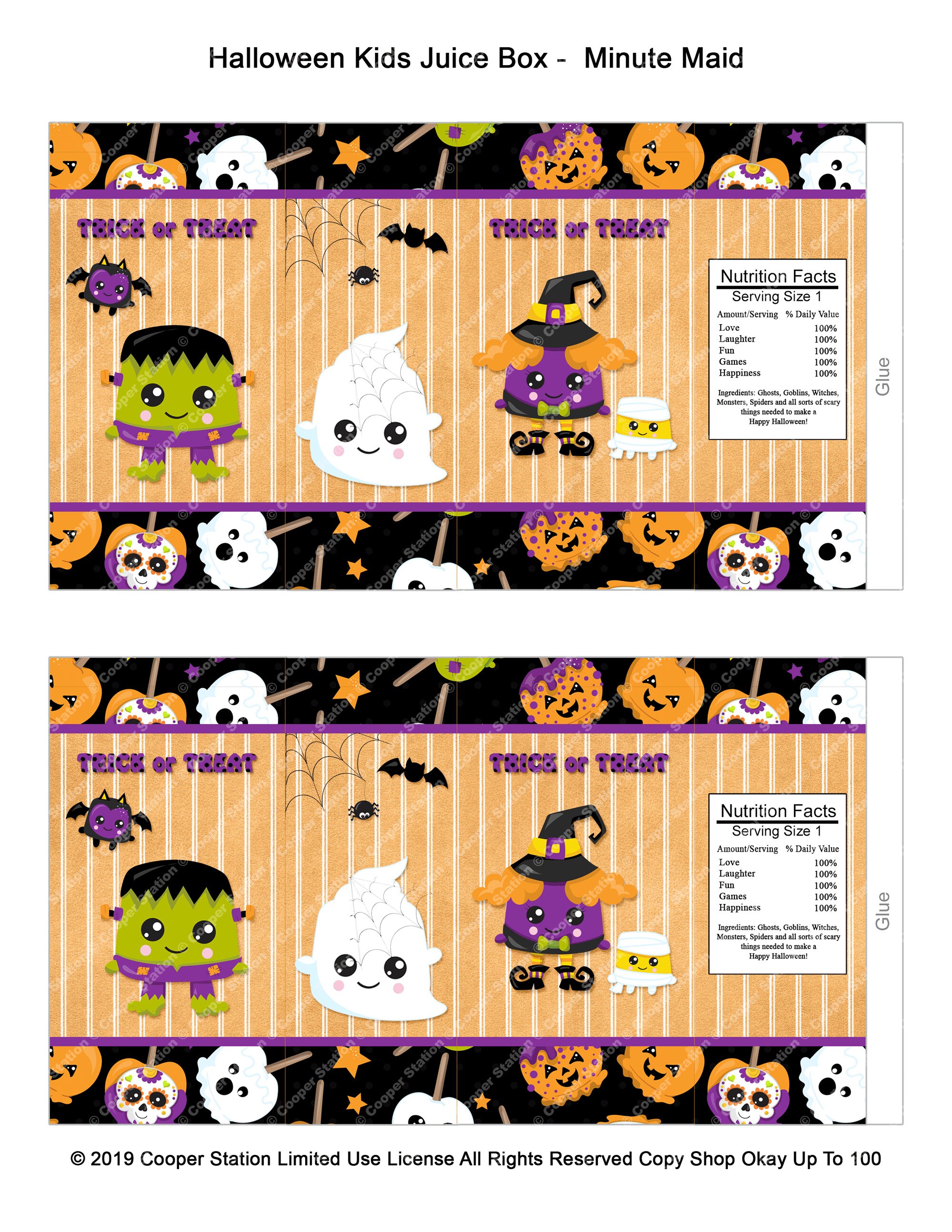 Digital Printable Halloween Juice Box Wrappers - Minute Maid - Juicy ...