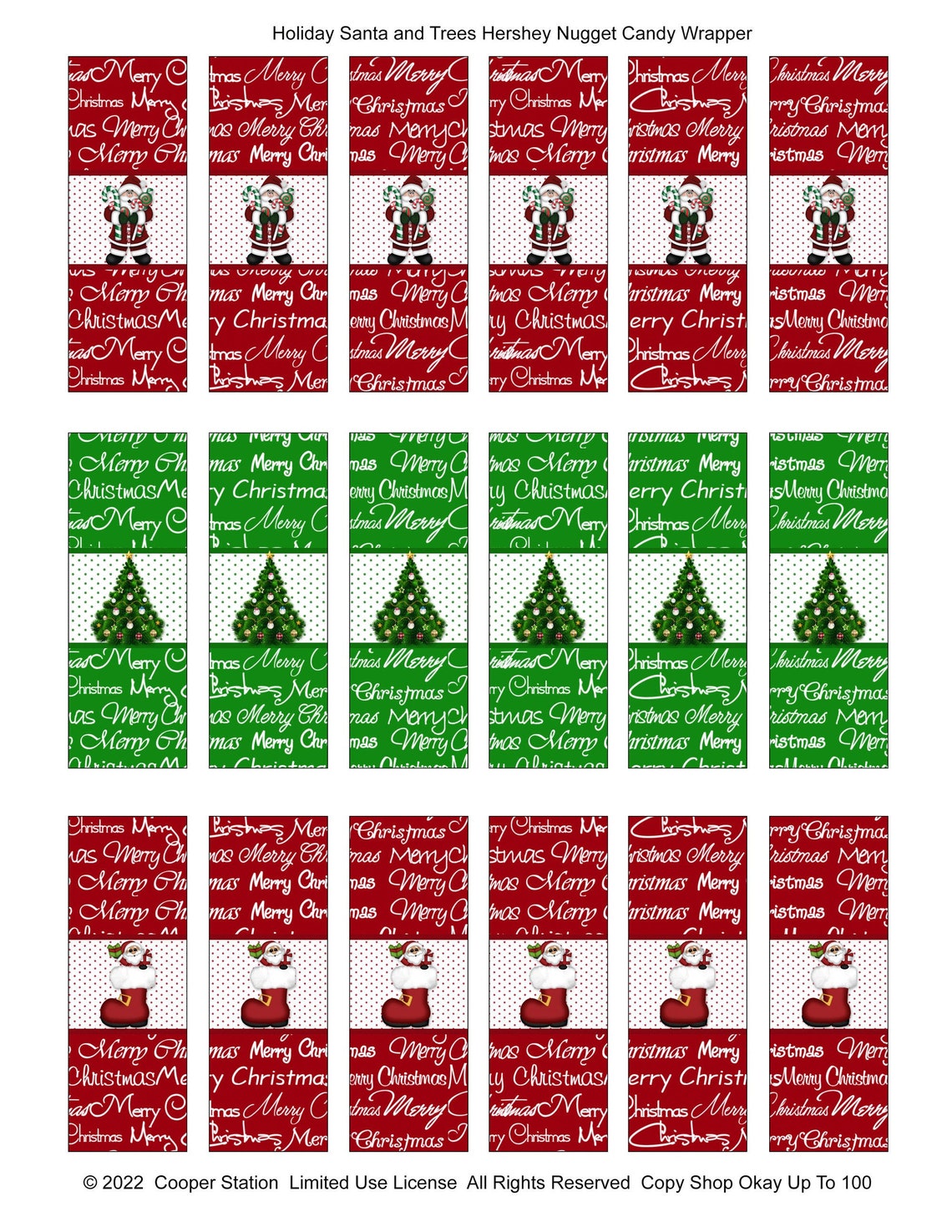 Digital Printable Holiday Hershey Nugget Candy Wrappers - Etsy