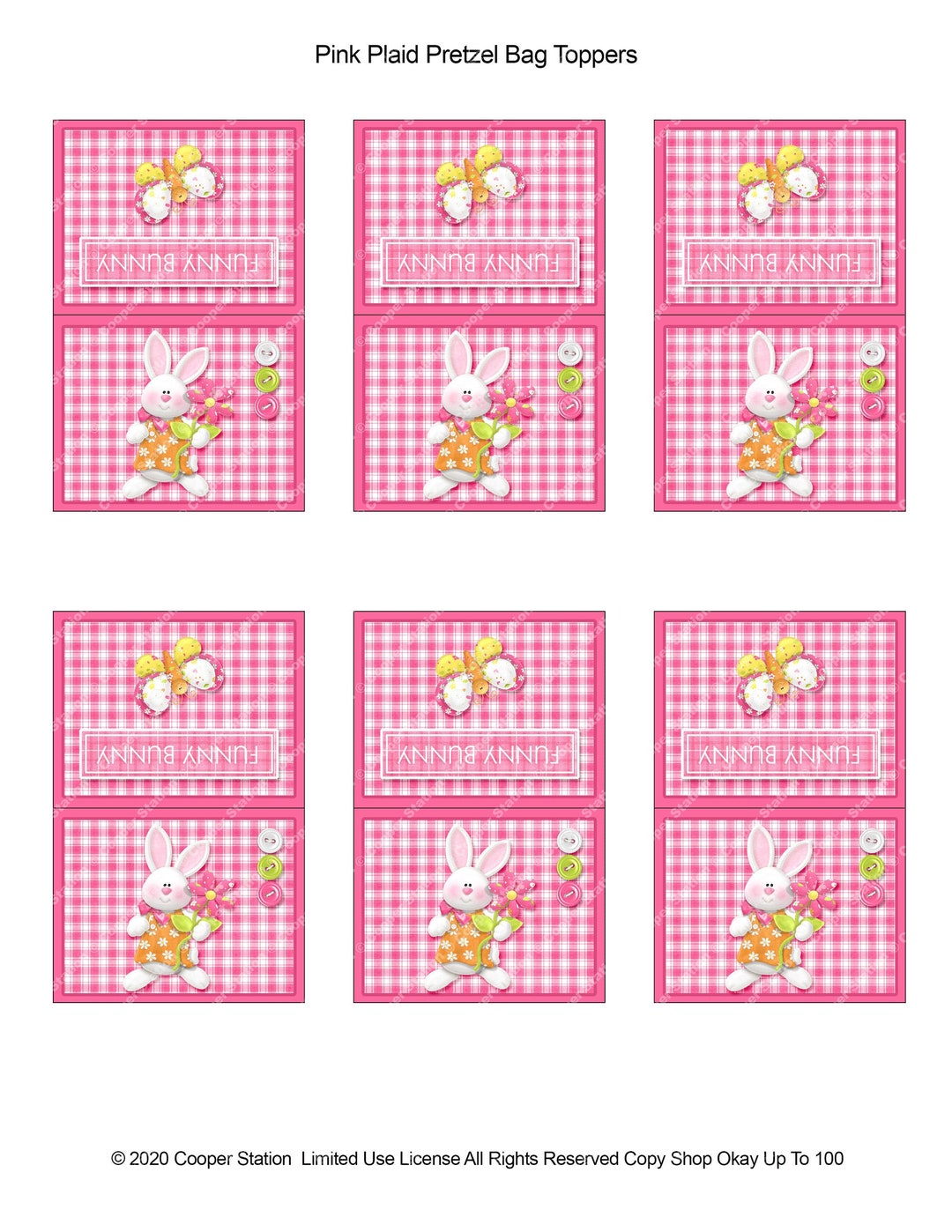 Easter Bunny Pretzel Bag Toppers - Treat Bag Toppers - Treat Bag ...