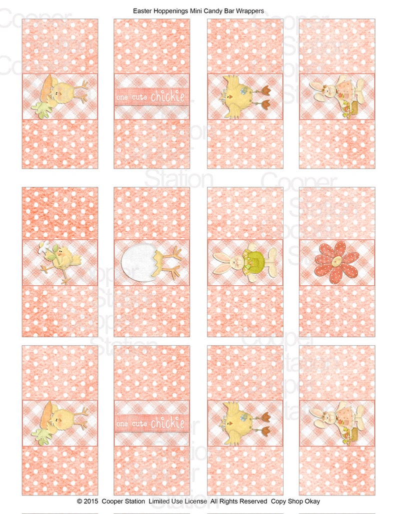 Printable Digital Chocolate Mini Candy Wrappers for Easter - 002 - Etsy