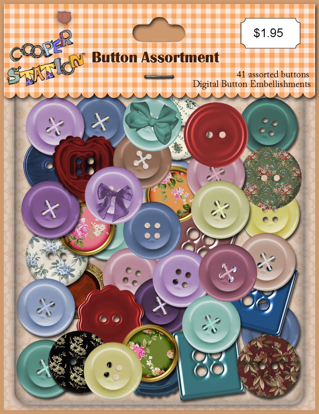 Digital Printable Scrapbook Embellishment - Button Assortment - Etsy