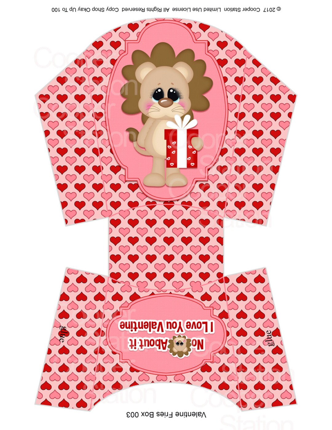 Digital Printable French Fry Box 003 - Valentine French Fries Holder ...
