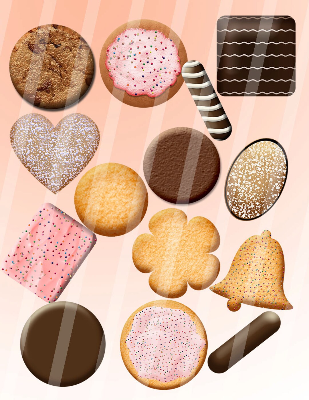 Digital Printable Scrapbook Embellishment Cookie Collection - Etsy