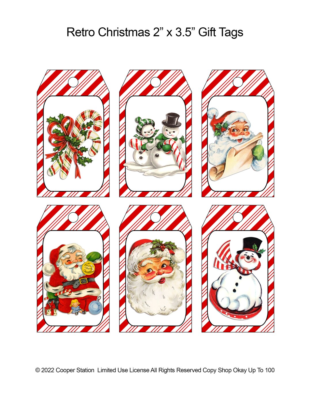 Retro Christmas Digital Gift Tags - Etsy