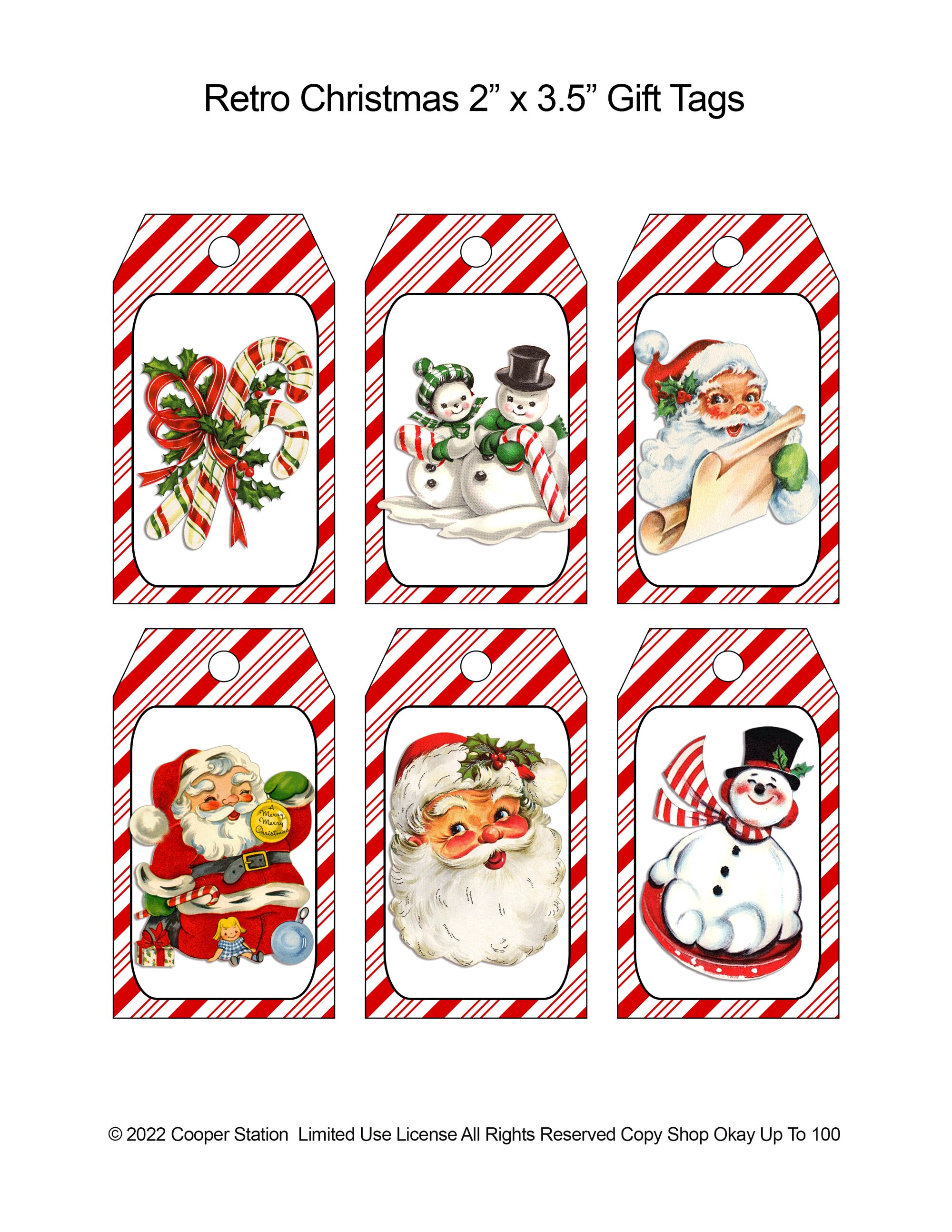 Retro Christmas Digital Gift Tags - Etsy