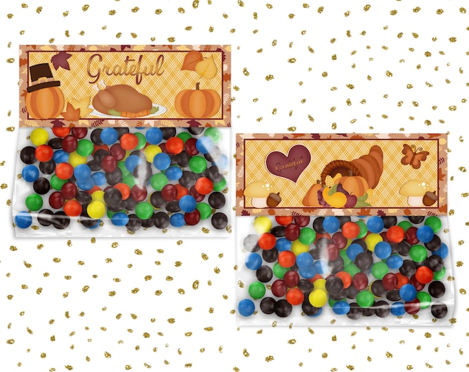 Digital Printable Thanksgiving Bag Topper - Hershey Nugget Wrapper and ...