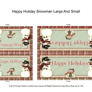 Digital Printable Bag Topper Happy Holiday Snowman Treat Bag Toppers ...