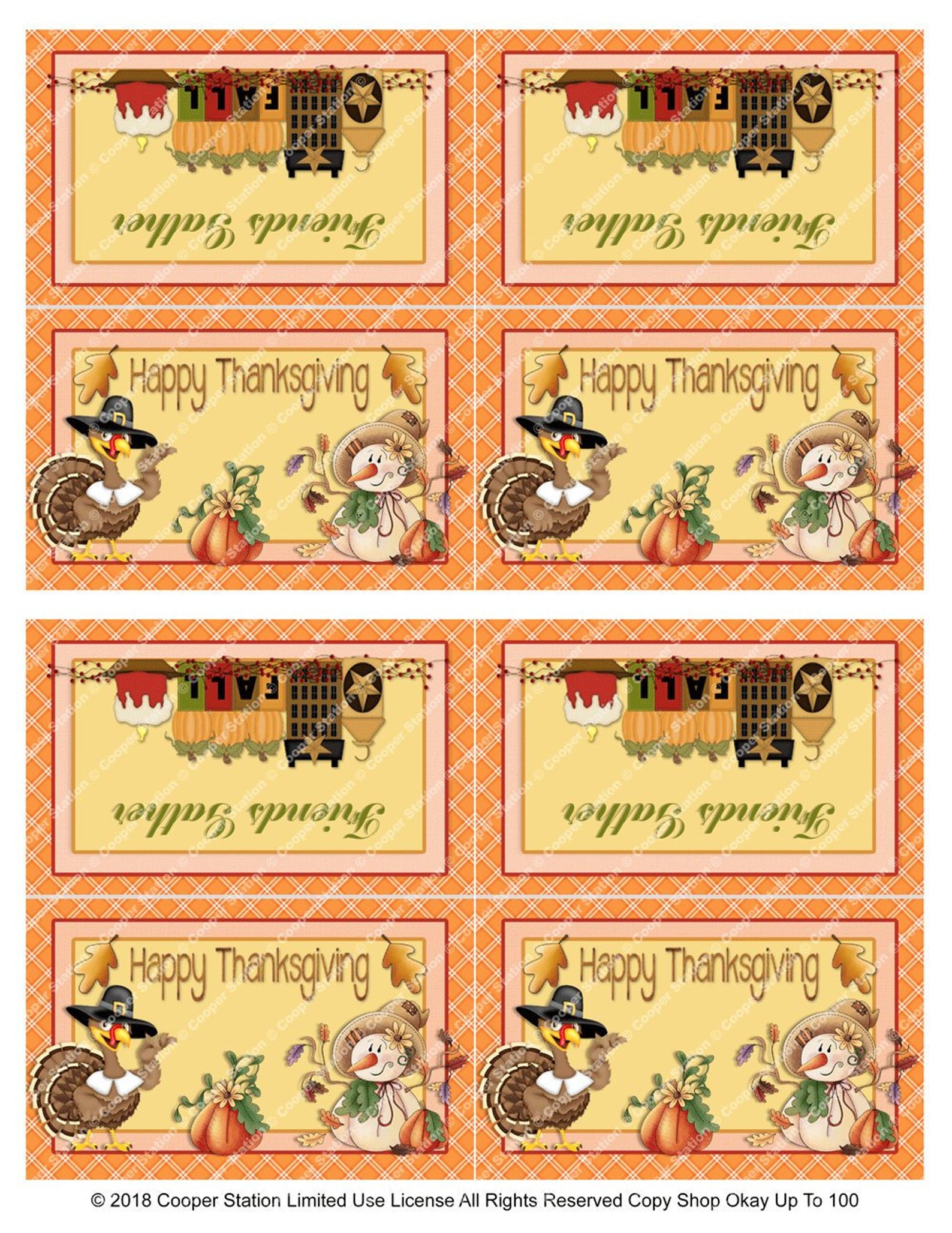 Digital Printable Thanksgiving Bag Topper - Friends Gather - Treat Bag ...