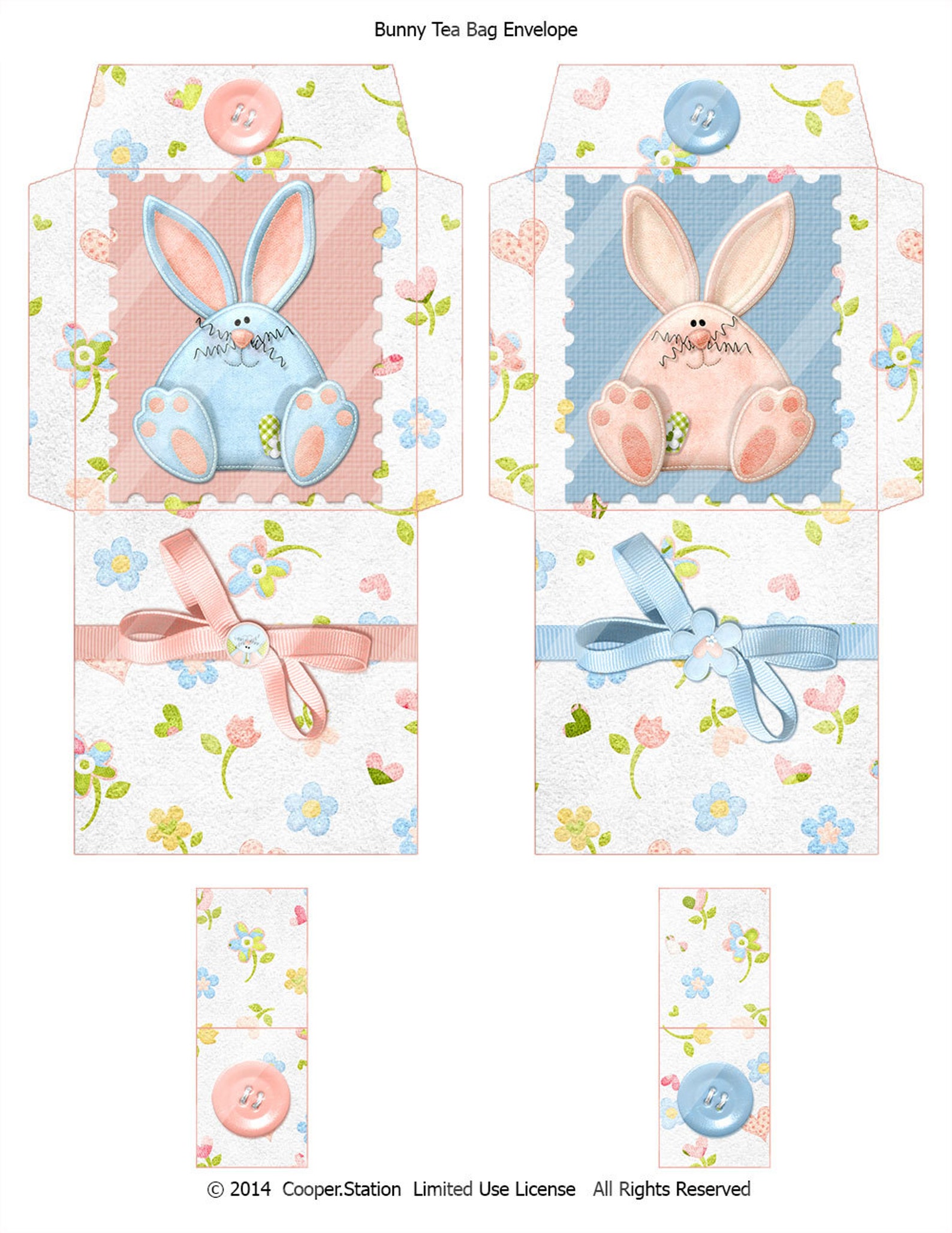 Digital Printable Bunny Tea Bag Envelopes 002 - Etsy