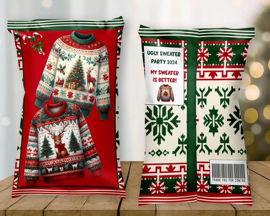 Printable Digital Holiday Penguin Chip Bag - Treat Bag - Penguin Chip ...