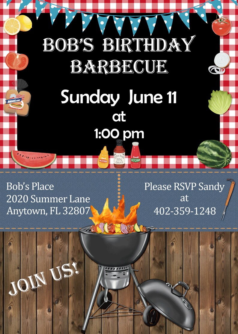 Editable Printable Personalized Barbecue Birthday Invitation - Etsy