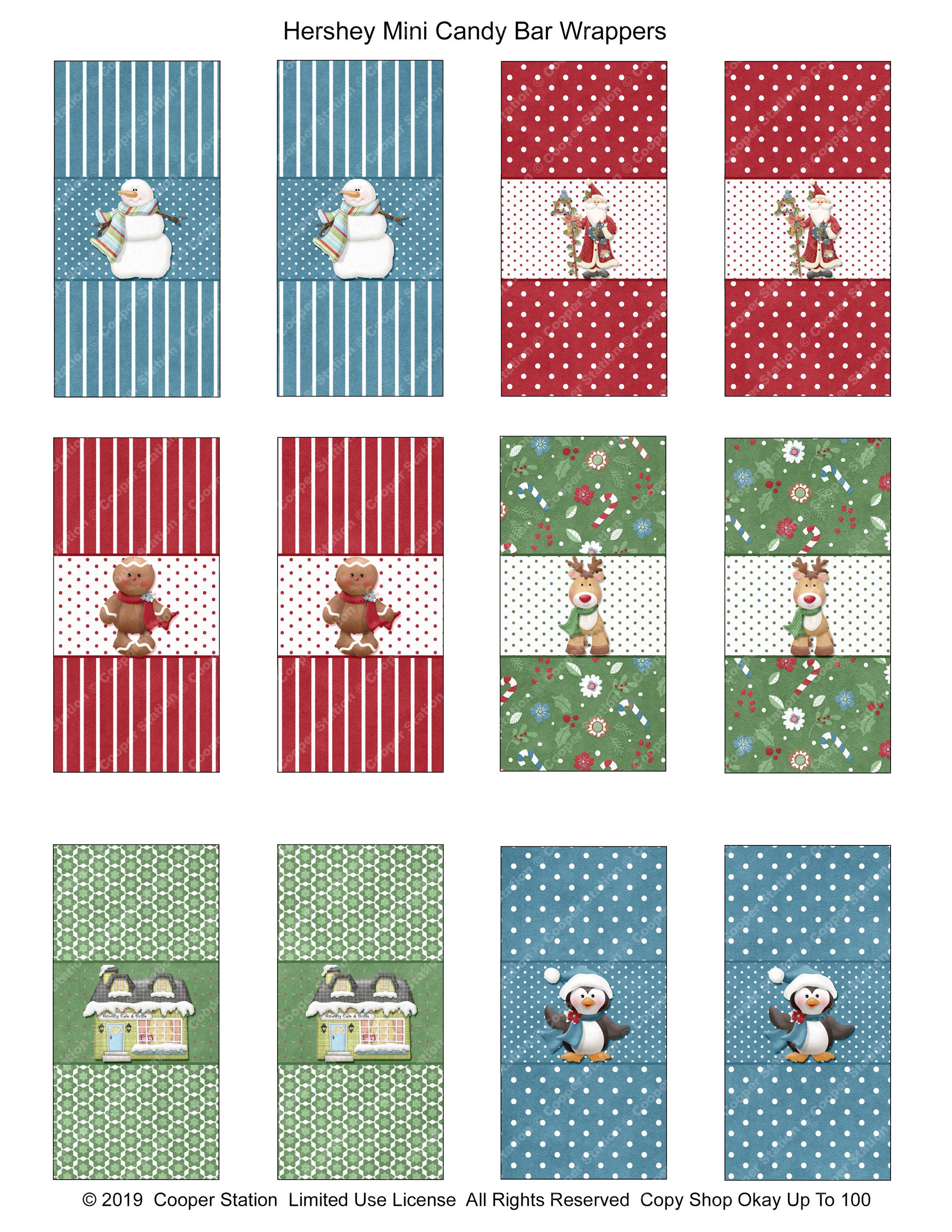 Digital Christmas Hershey Miniature Candy Bar Wrappers With - Etsy