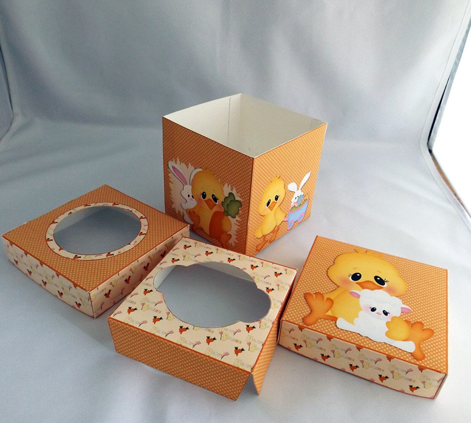 Digital Printable Easter Cupcake Box DIY Bunny and Chick | Etsy