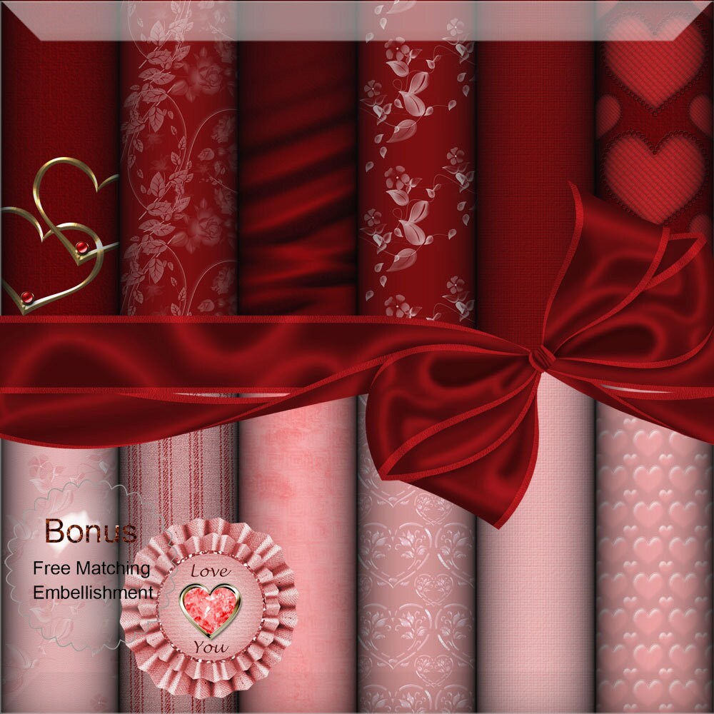 Digital Paper Pack Valentine Romance Theme DP024 - Etsy