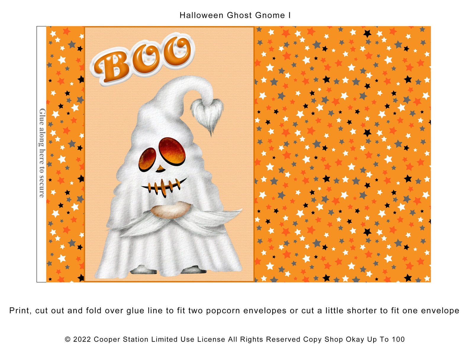 Digital Printable Gnome Ghost Popcorn Wrapper - Halloween Popcorn ...