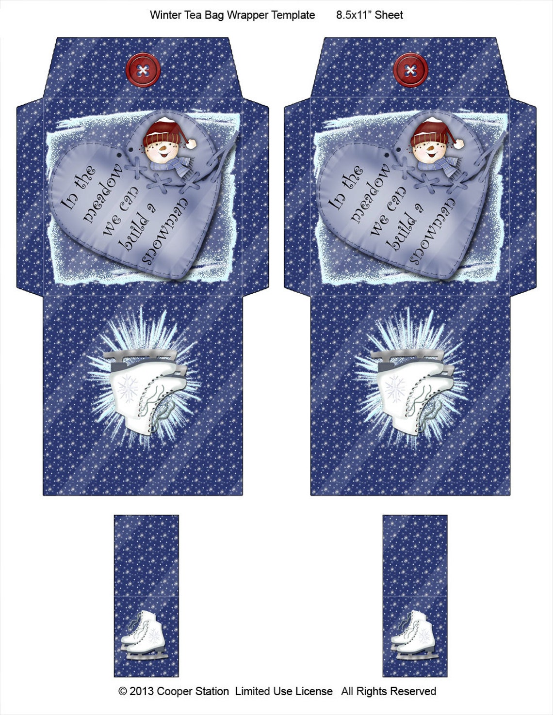 Digital Tea Bag Wrapper Winter Fun - Etsy