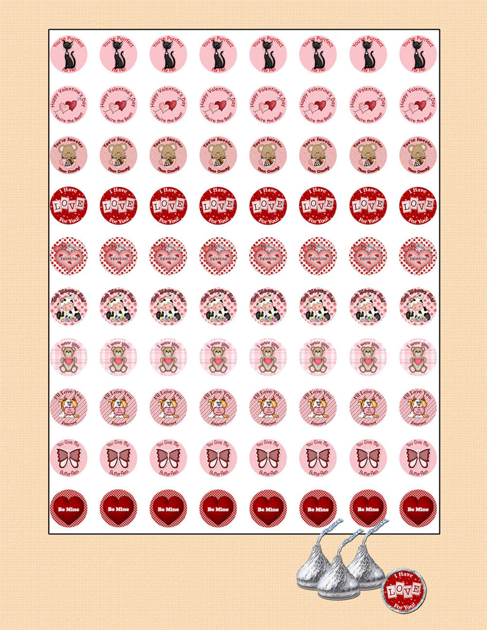 Digital Printable Hershey Kisses Valentine Label | Etsy