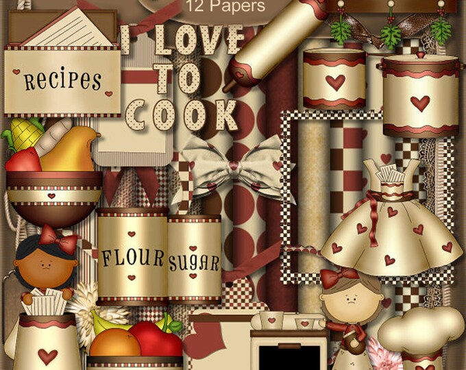 Digital Scrapbook Kit Kitchen Fun - Etsy