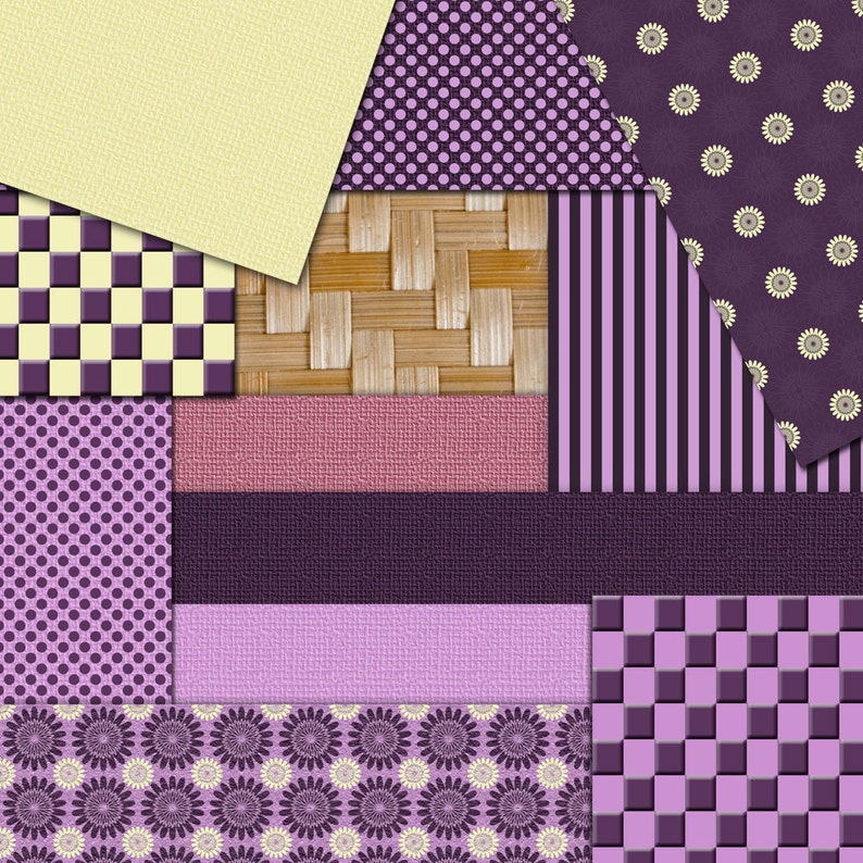 Digital Paper Pack Shades of Purple and Yellow DP009 - Etsy
