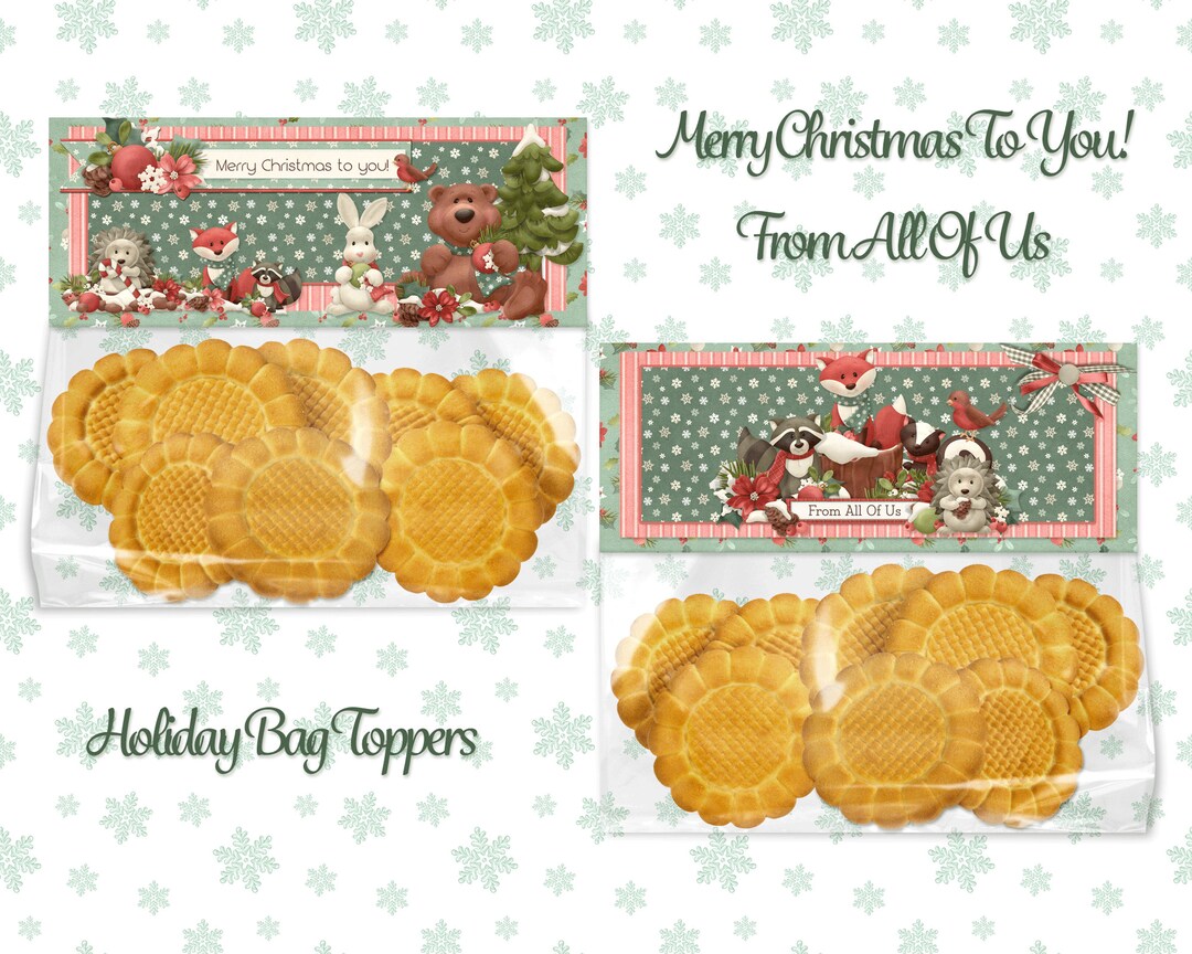 Digital Printable Christmas Bag Topper - Christmas -woodland Creatures ...
