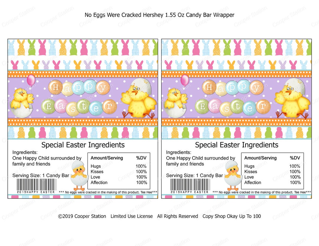 Printable Digital Easter Candy Bar Wrapper 1.55 Oz Size Hershey Candy ...