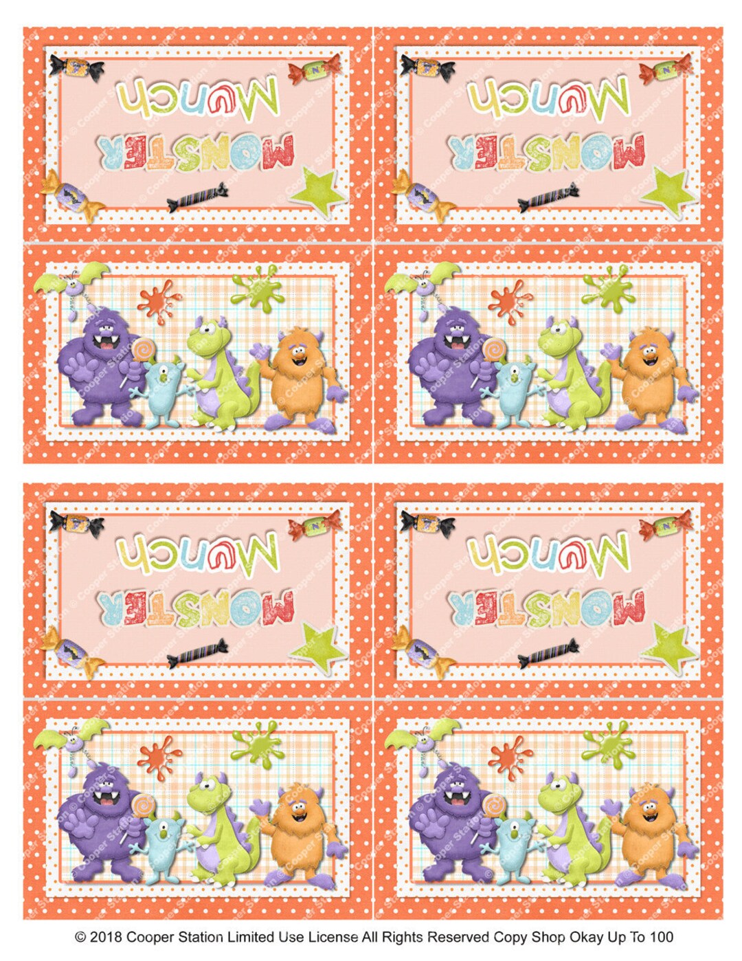 Digital Printable Halloween Monster Bag Topper - Digital Bag Topper ...