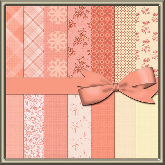 Digital Printable Paper Pack Spring Shades of Peach Theme | Etsy