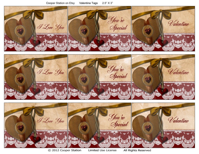 DIY Valentine Digital Gift Tags | Etsy