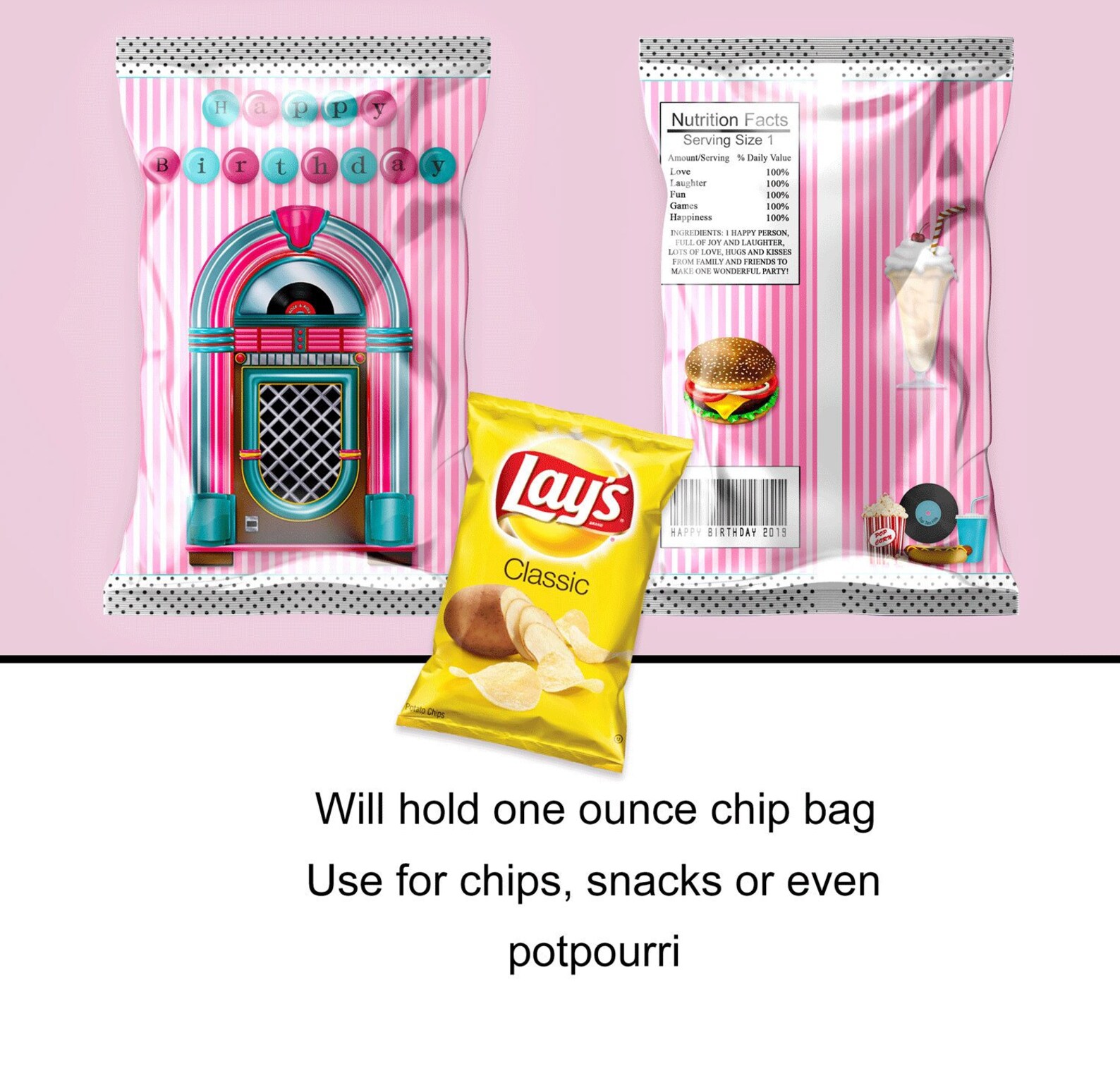 Printable Digital Retro Chip Bag Treat Bag Chip Bag 50s | Etsy
