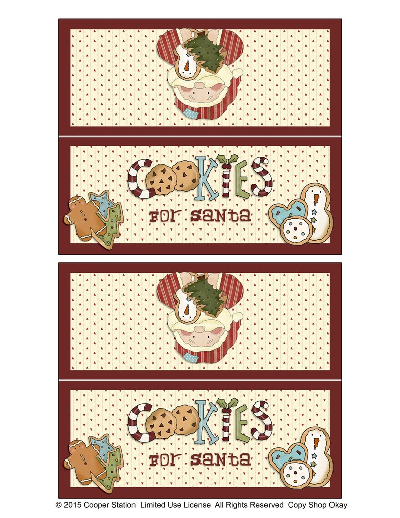 Digital Printable Cookies for Santa Bag Topper - Etsy