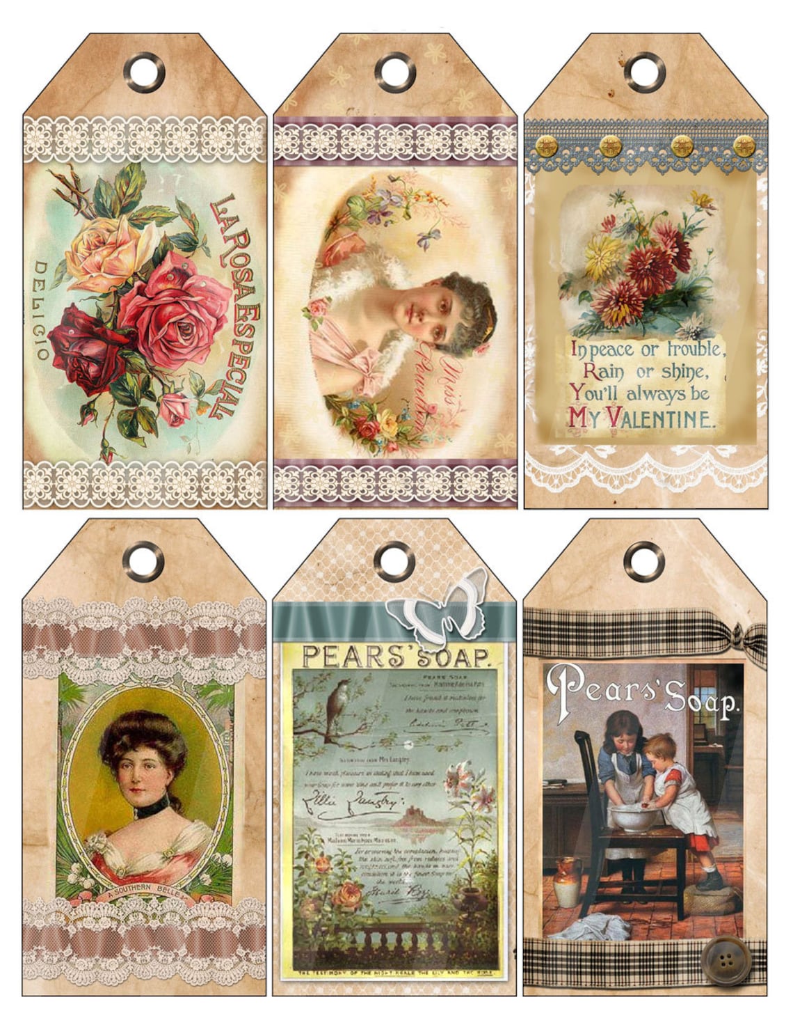 DIY Large Vintage Style Digital Gift Tags - Etsy