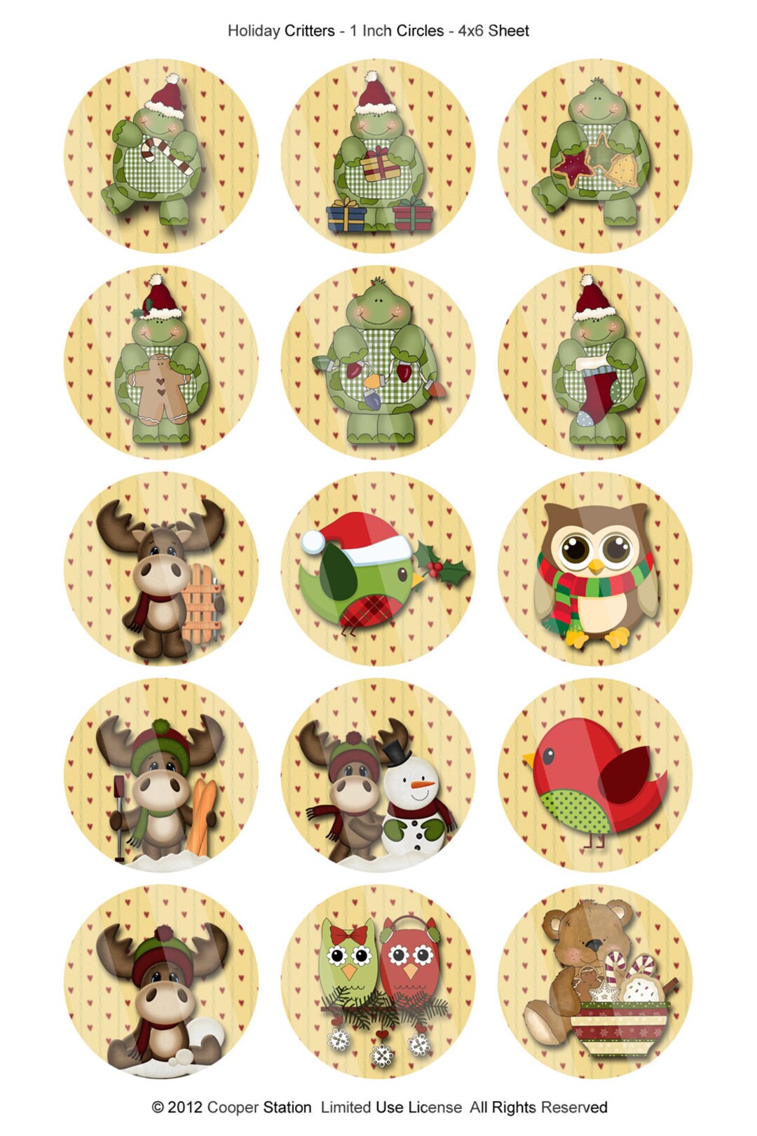 DIY Holiday Critters One Inch Digital Images R1003 - Etsy