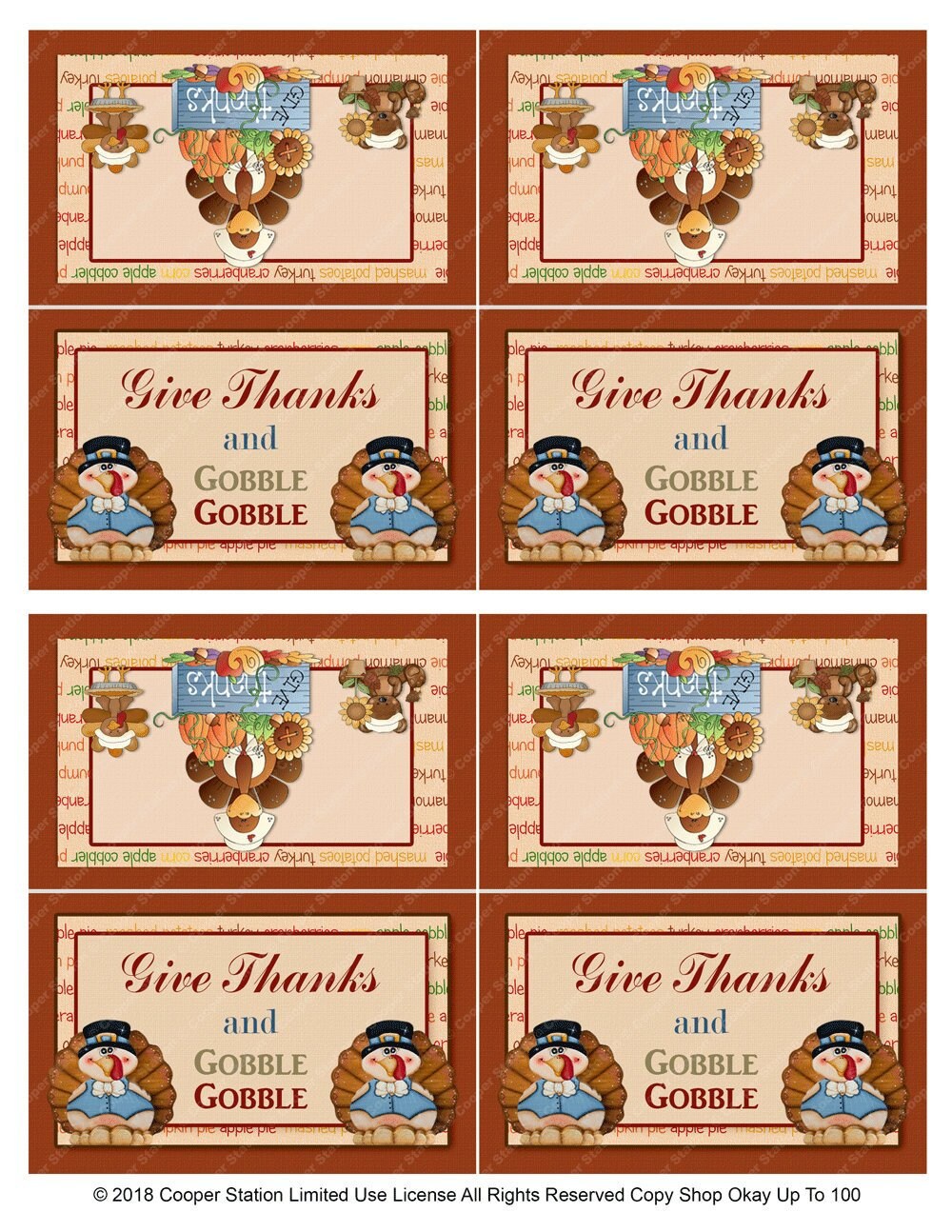 Digital Printable Thanksgiving Bag Topper - Gobble Gobble - Treat Bag ...