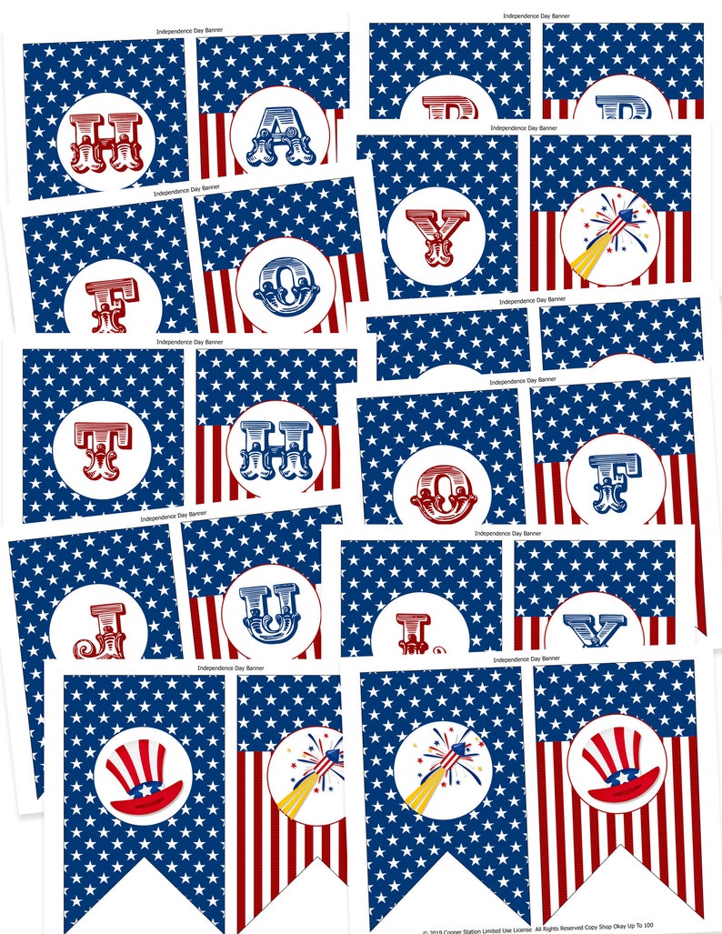 Fourth of July Party Banner Independence Day Bunting Red - Etsy