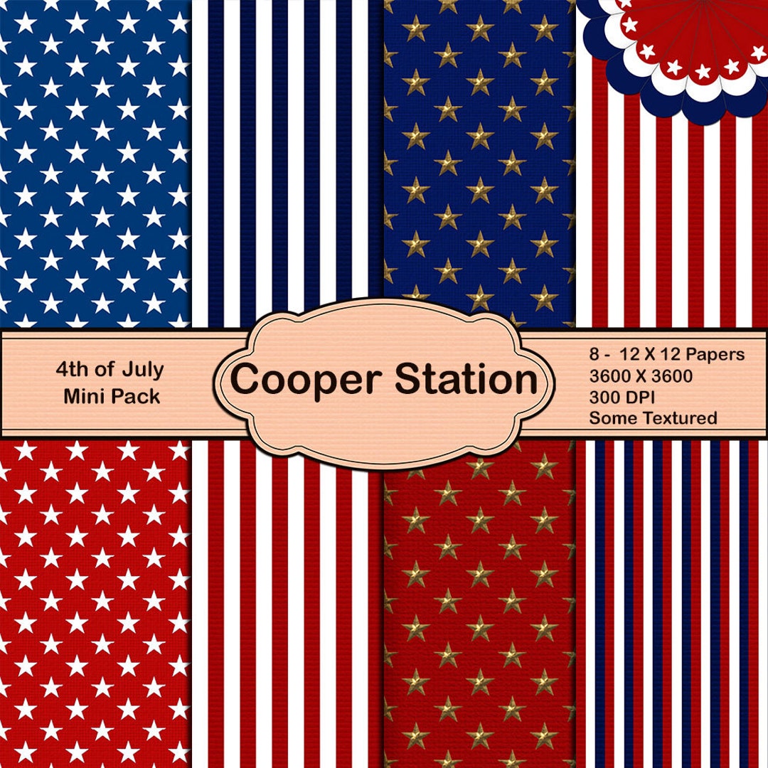 Digital Printable Fourth of July Mini Paper Pack DP003 - Etsy