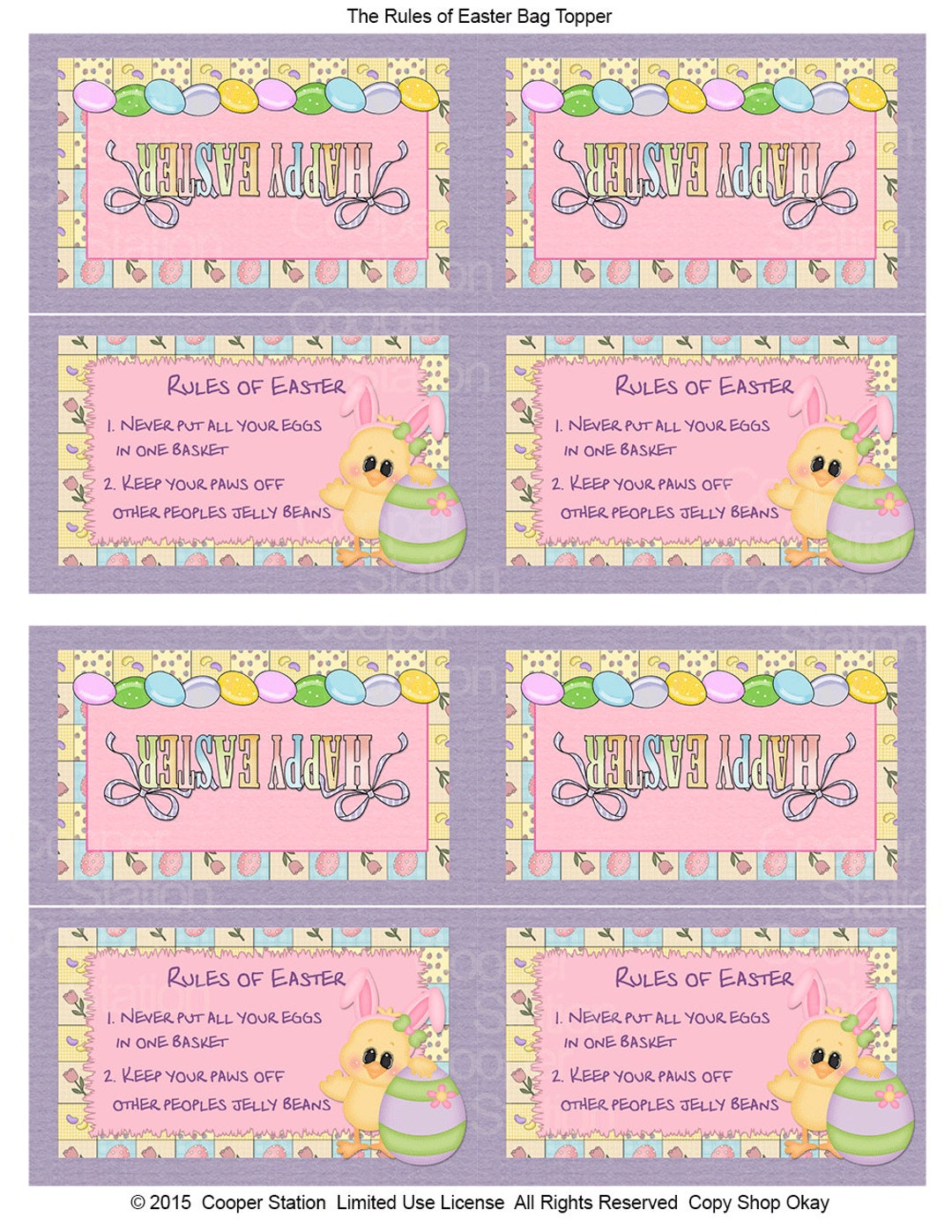 Digital Printable Easter Bag Topper Rules of Easter - Etsy