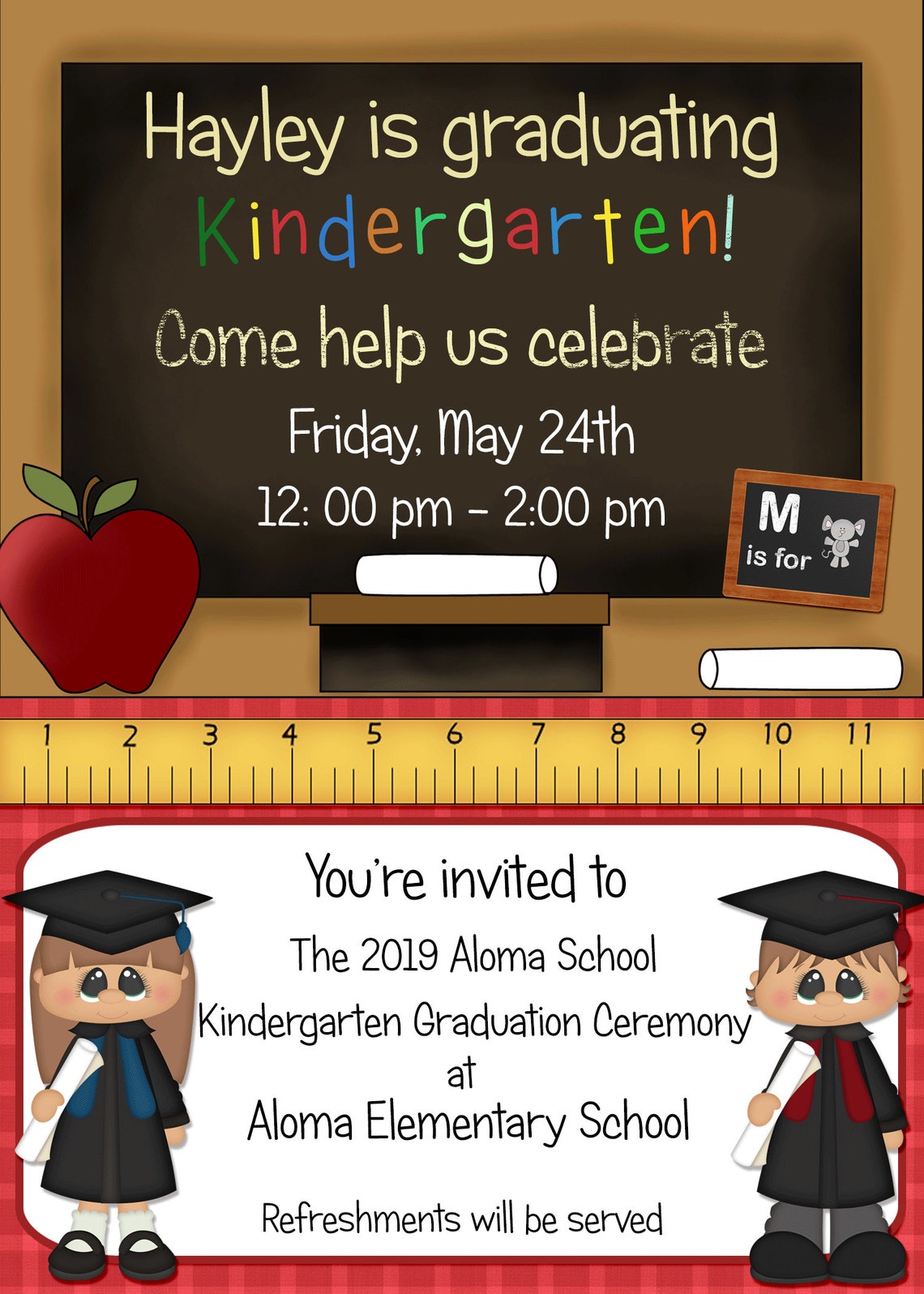 Editable Printable Personalized Kindergarten Graduation - Etsy