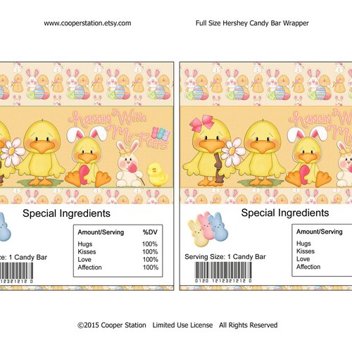 Printable Digital Easter Bunny Hershey Candy Bar Wrapper - Etsy