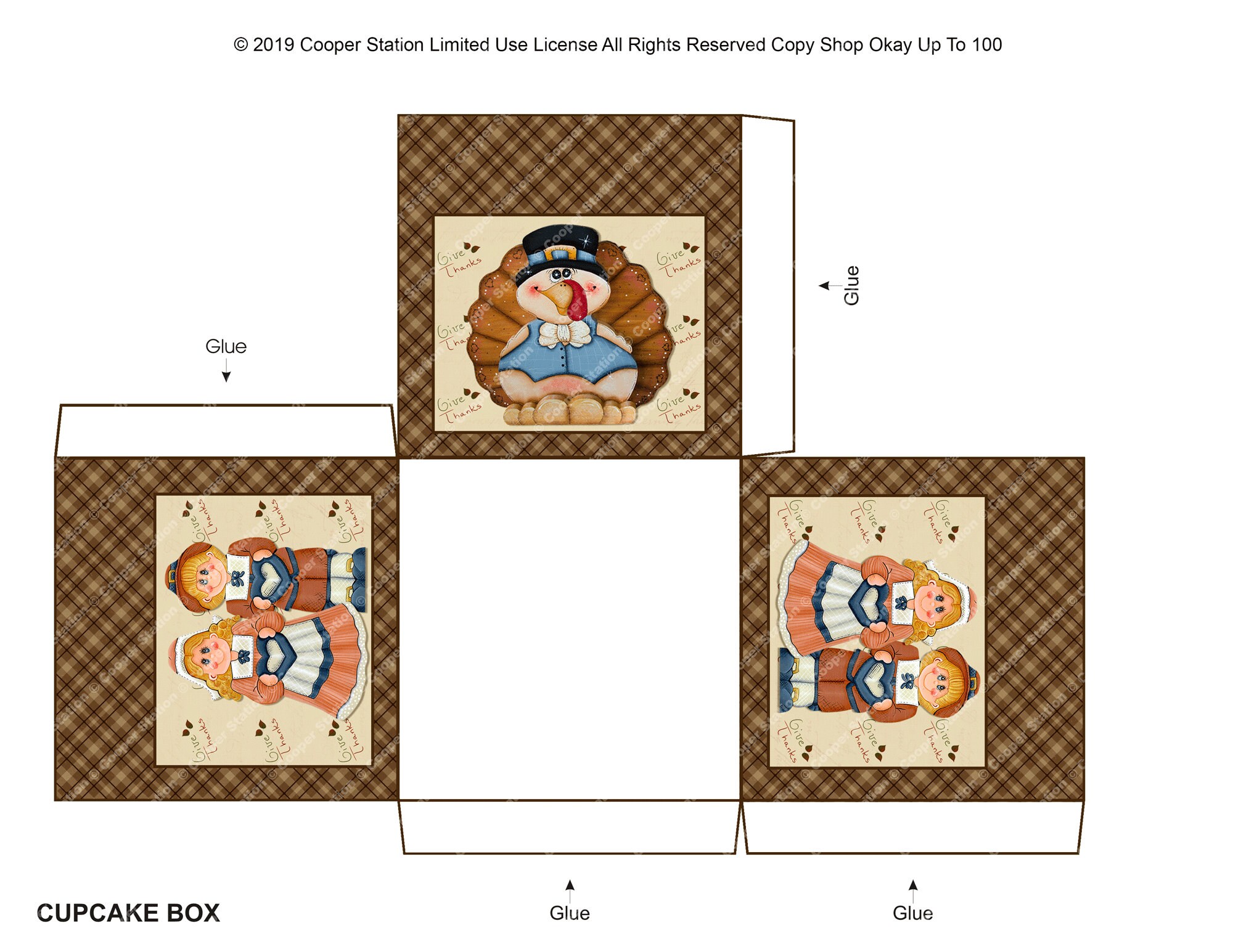 Digital Printable Thanksgiving Cupcake Box - Turkey Design- Party Favor ...
