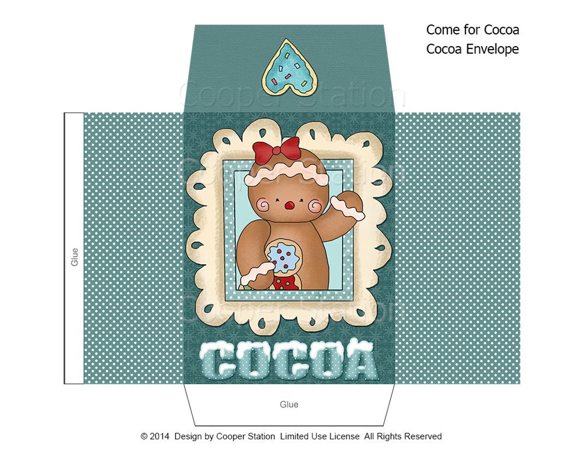 Digital Printable Cocoa Envelope 003 | Etsy